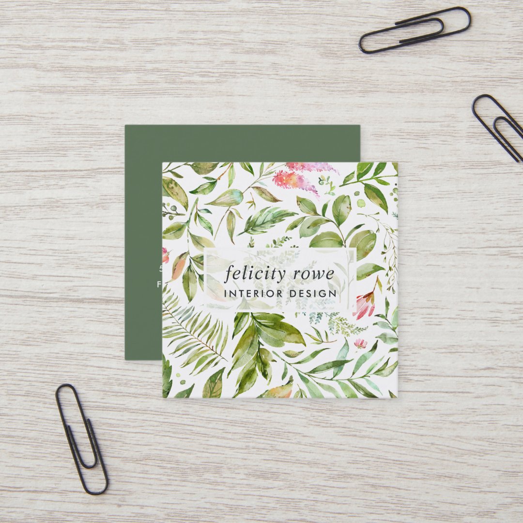 Terrarium Collection | Botanical Print Square Business Card | Zazzle