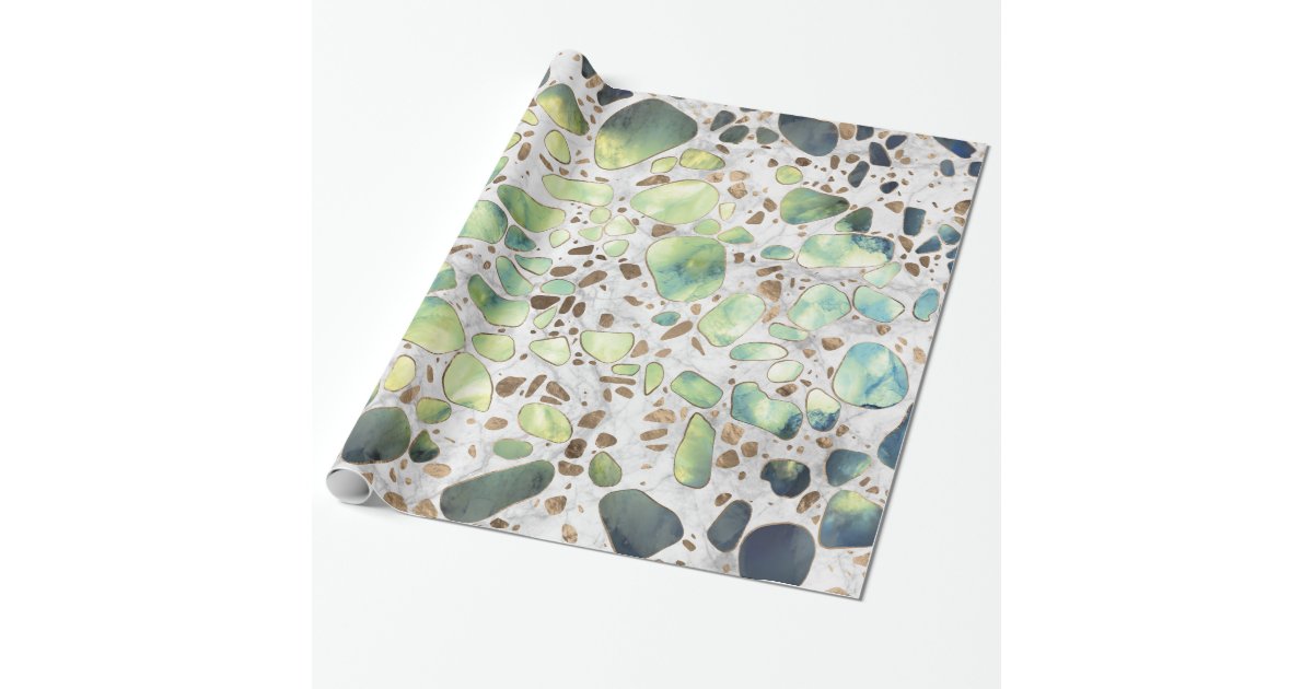 Terrazzo - Agate and gold on marble #2 Wrapping Paper | Zazzle