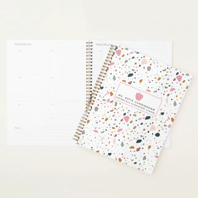 Terrazzo Pink Apple Teacher Planner | Zazzle
