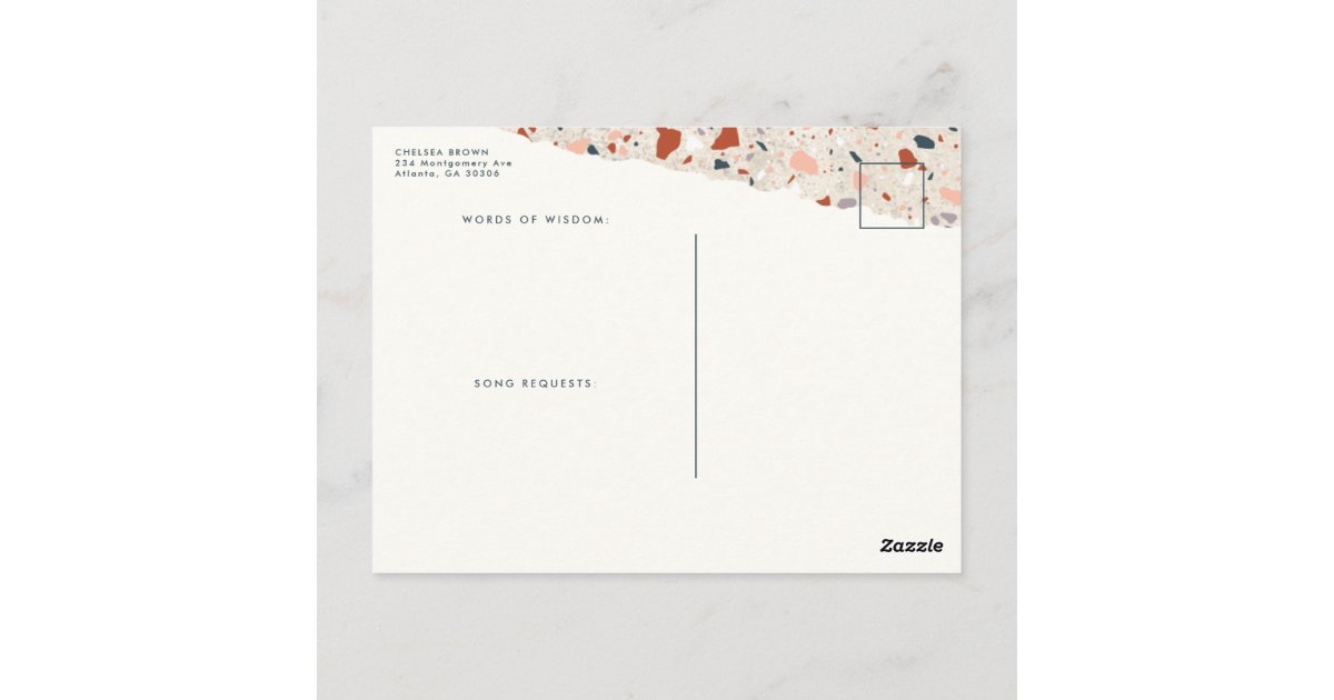 Terrazzo Slab Wedding Invitation RSVP Postcard | Zazzle