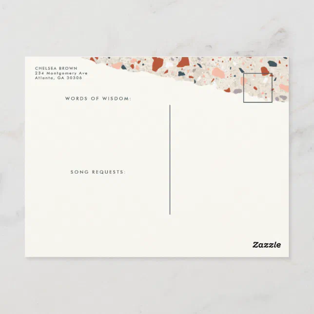 Terrazzo Slab Wedding Invitation RSVP Postcard | Zazzle