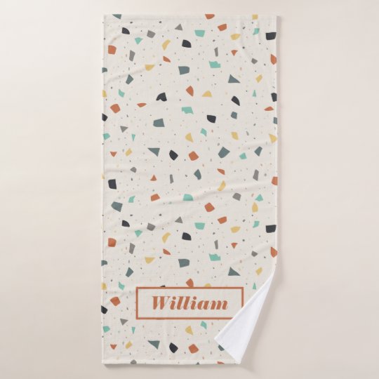 Terrazzo Tile Confetti Modern Style Personalized Bath Towel | Zazzle.com