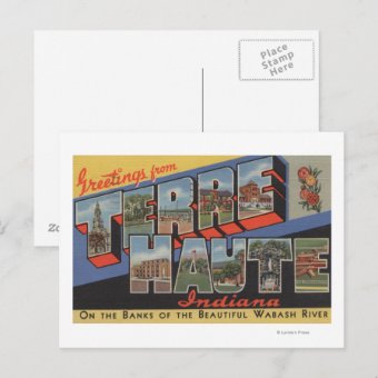 Terre Haute, Indiana - Large Letter Scenes Postcard | Zazzle