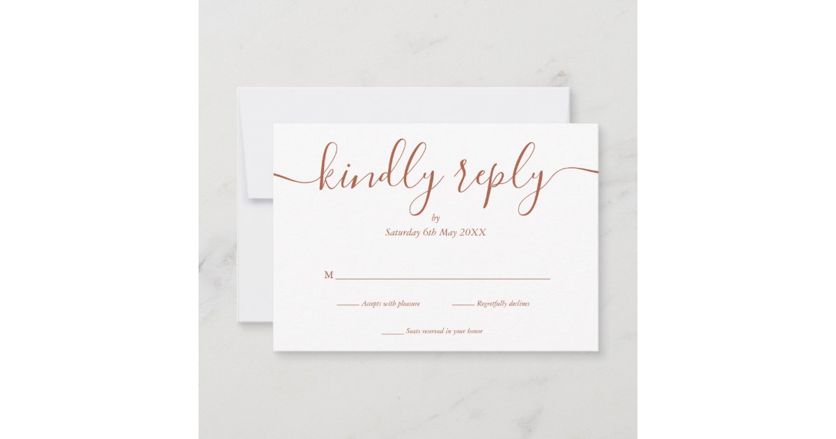 Terrecotta Simple Elegant Script RSVP Card | Zazzle