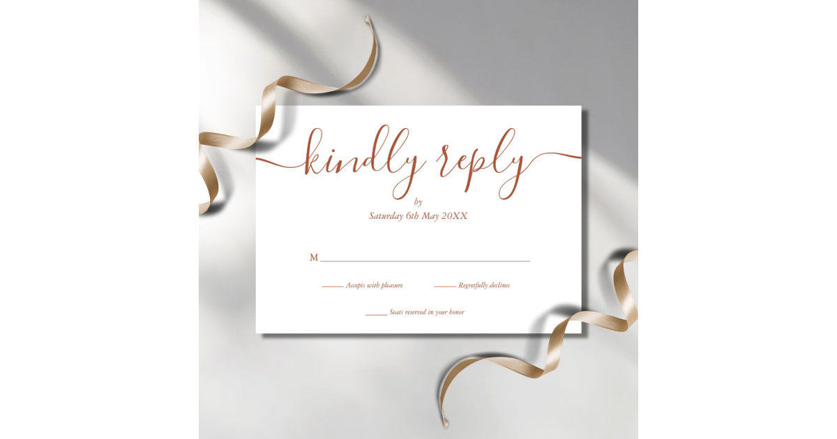 Terrecotta Simple Elegant Script RSVP Card | Zazzle