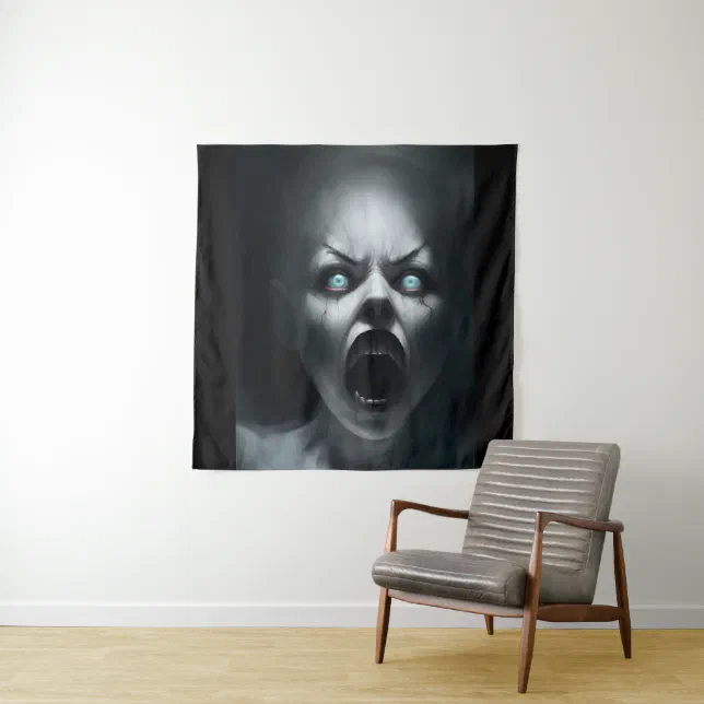 Terrifying Screaming Specter Wallpaper Tapestry | Zazzle