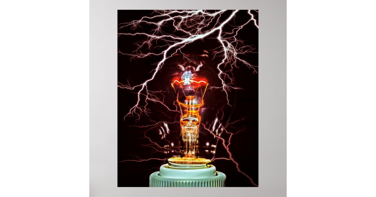 TESLA COIL LIGHT BULB POSTER | Zazzle