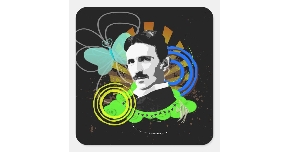 Tesla Square Sticker | Zazzle