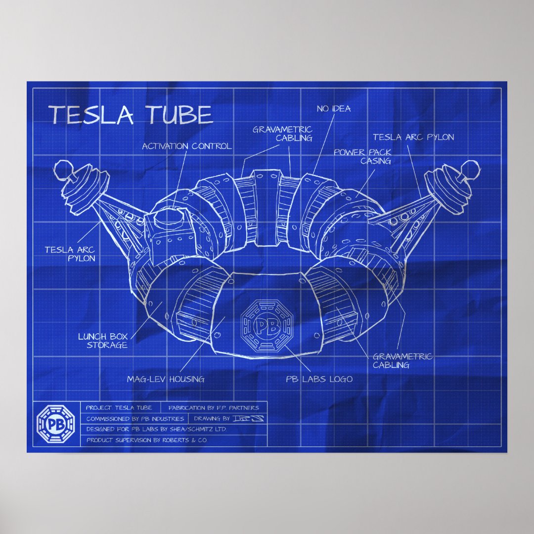 Tesla Tube Blueprints Poster | Zazzle