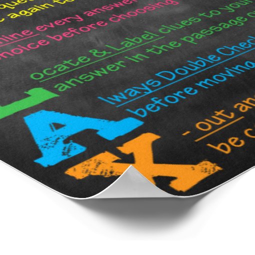 Test Taking Tips Classroom Poster | Zazzle