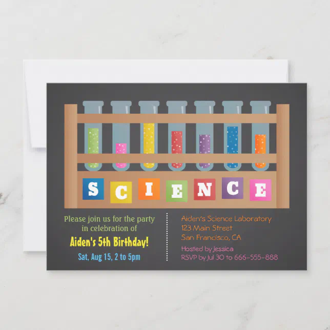 Test Tubes Science Kids Birthday Party Invitations | Zazzle