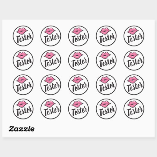 TESTER Pink Kiss Lipstick & Beauty Distributor Classic Round Sticker ...