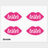 Tester Sample Try Me Pink Lips Makeup Product Oval Sticker | Zazzle