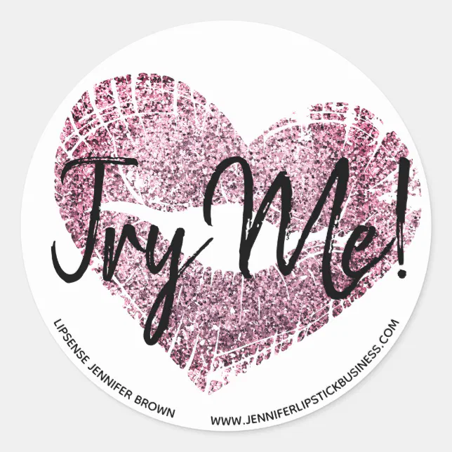 Tester try me Lipstick pink heart Sticker | Zazzle