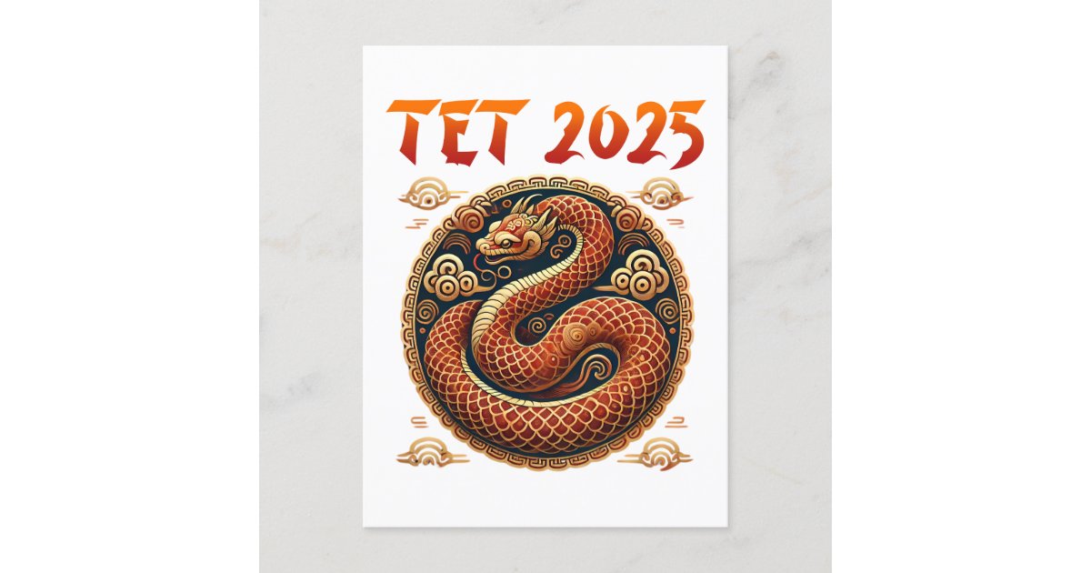 Tet 2025 Year of the Snake Vietnamese New Year Postcard | Zazzle