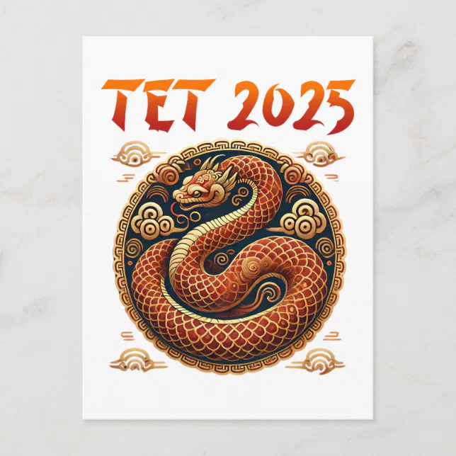 Tet 2025 Year of the Snake Vietnamese New Year Postcard | Zazzle