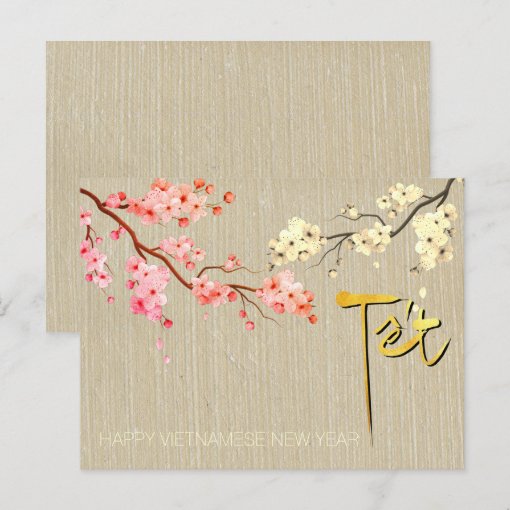 Tet Hoa Anh Dao Blossom Vietnamese New Year HP2 Invitation Postcard ...
