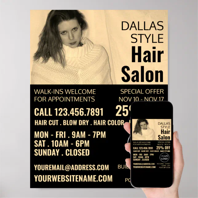Texan Girl, Hair Stylist, Hair Salon Advertising Poster | Zazzle