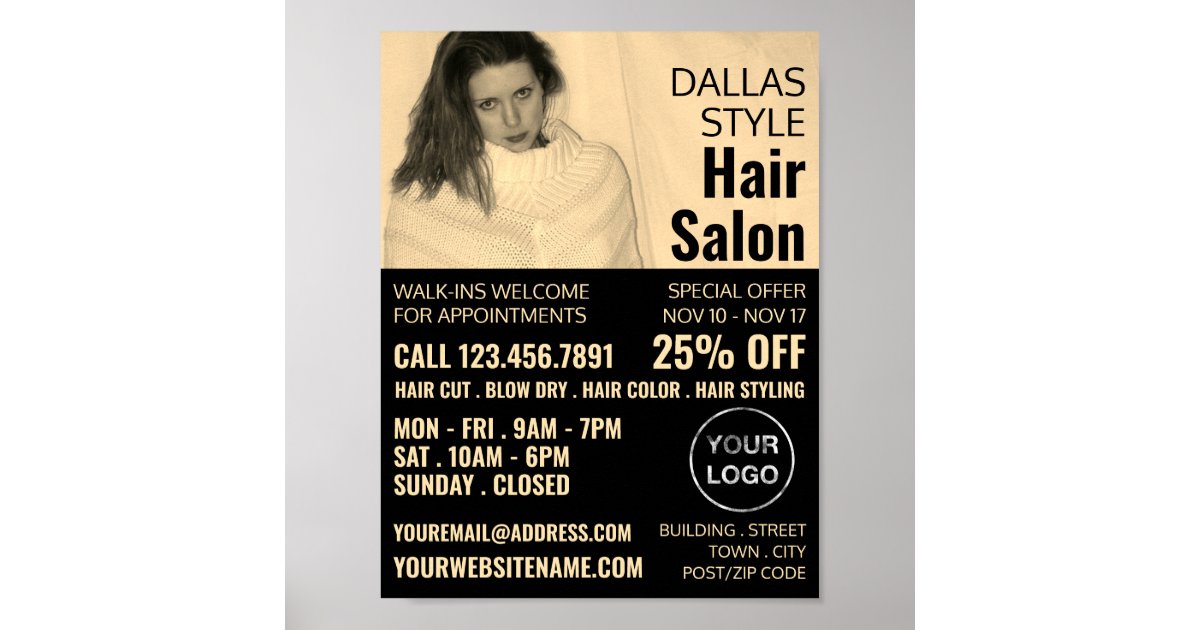 Texan Girl, Hair Stylist, Hair Salon Advertising Poster | Zazzle