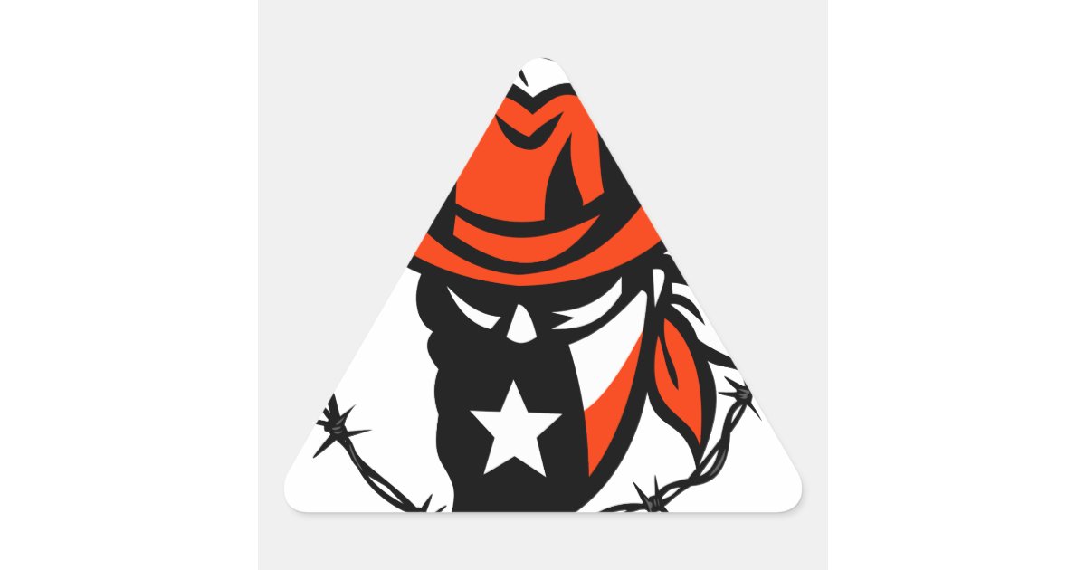 Texan Outlaw Texas Flag Barb Wire Icon Triangle Sticker | Zazzle