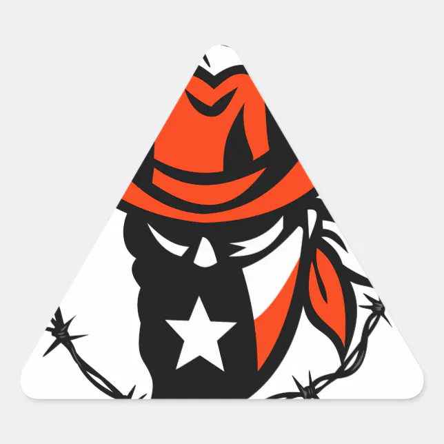 Texan Outlaw Texas Flag Barb Wire Icon Triangle Sticker | Zazzle