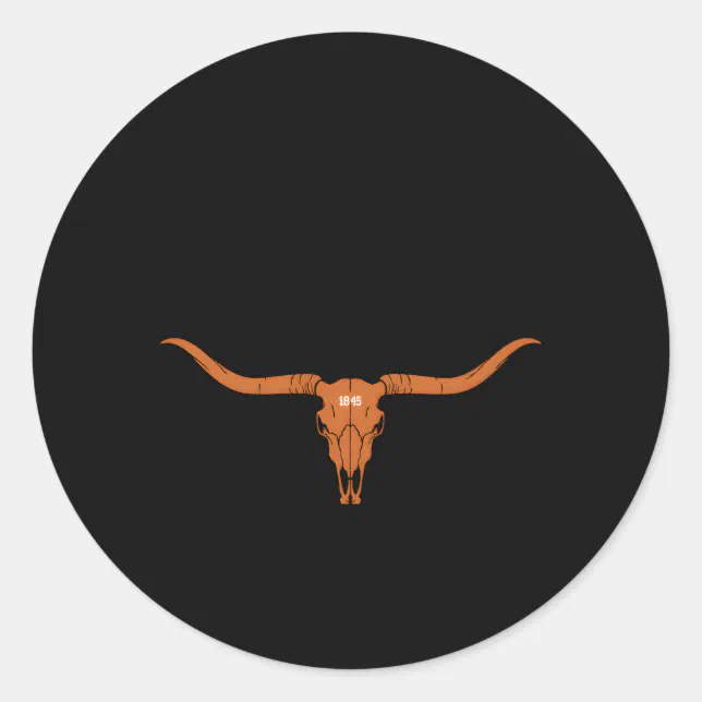 Texas 1845 Longhorn Cow And Rodeo Fan Classic Round Sticker | Zazzle
