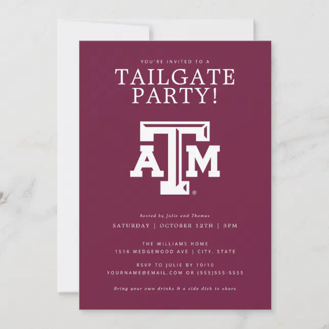 Texas A&M Tailgate Party Invitation | Zazzle
