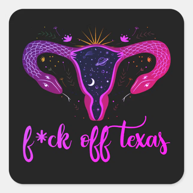 Texas Abortion Ban Celestial Uterus Protest Square Sticker | Zazzle