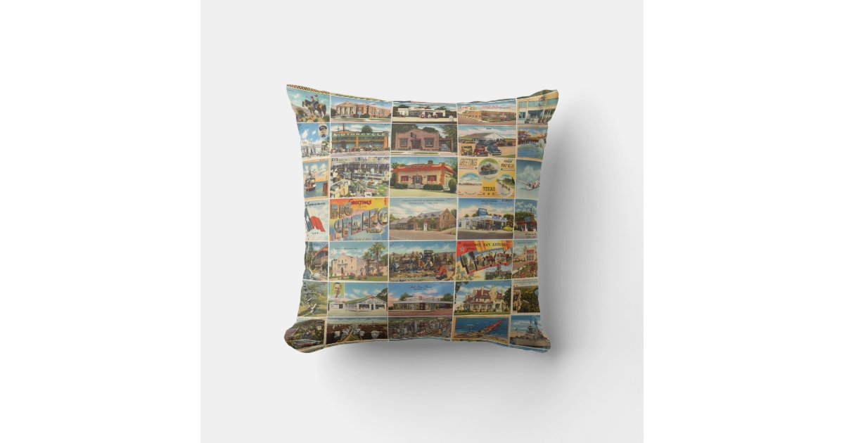 Texas Antique Postcard Throw Pillow | Zazzle