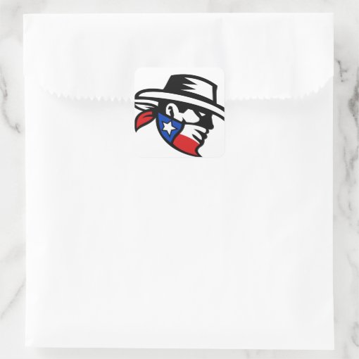 Texas Bandit Cowboy Side Retro Square Sticker | Zazzle