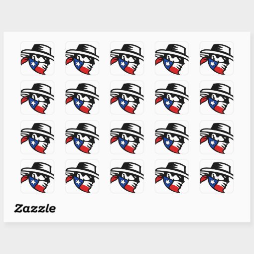 Texas Bandit Cowboy Side Retro Square Sticker | Zazzle