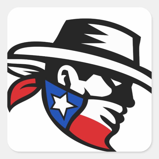 Texas Bandit Cowboy Side Retro Square Sticker | Zazzle.com