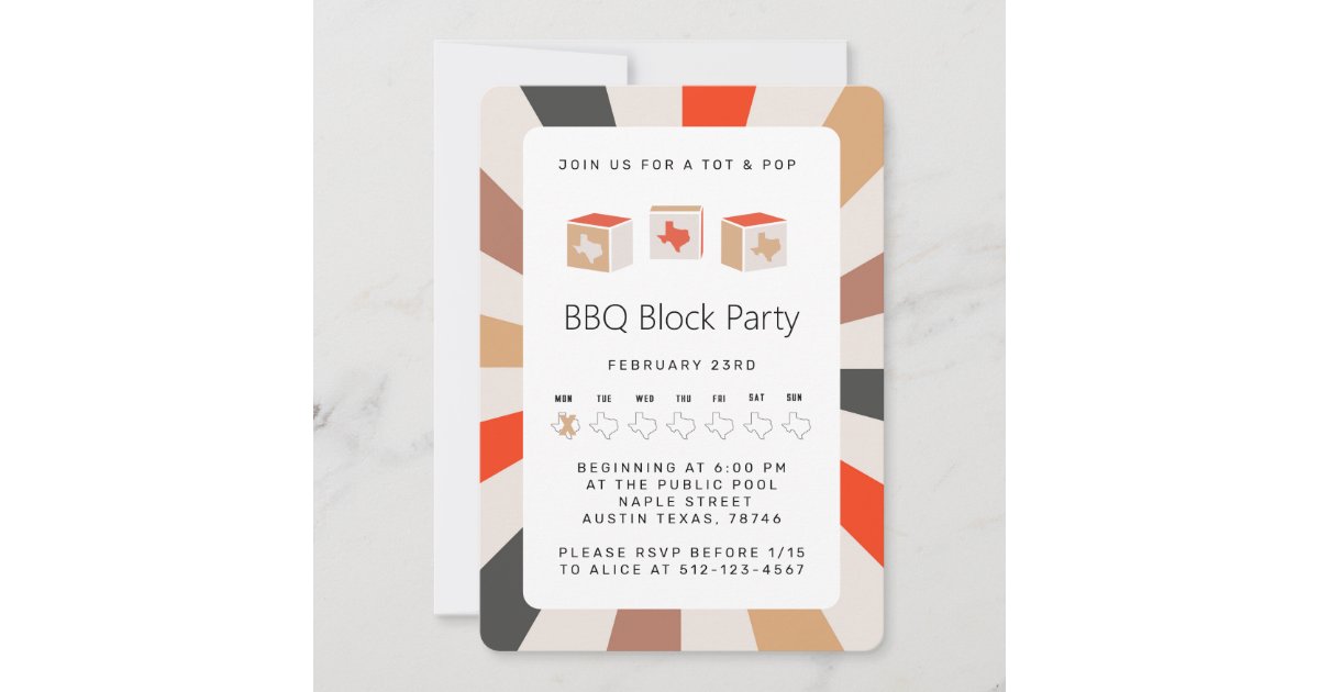 Texas BBQ Block Party for Tots & Pops Invitation | Zazzle