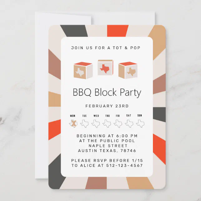 Texas BBQ Block Party for Tots & Pops Invitation | Zazzle