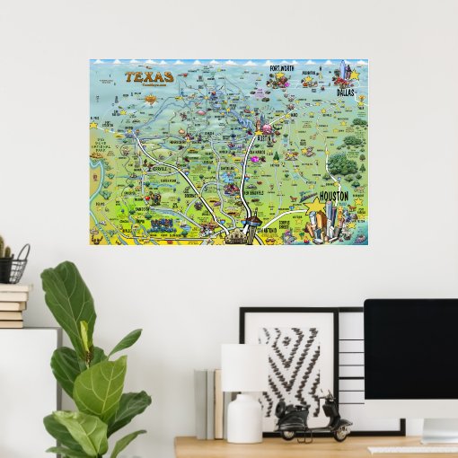 Texas BIG Fun Map Poster | Zazzle