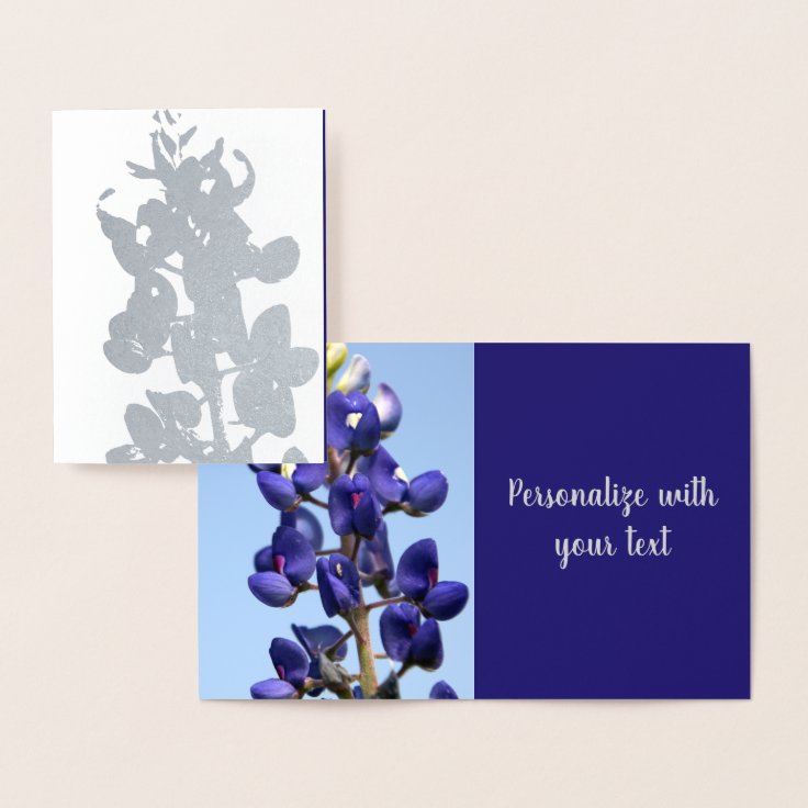 Texas Bluebonnet Silver Foil Note Card | Zazzle