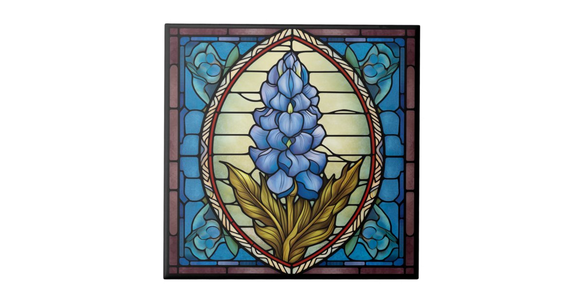 Texas Bluebonnet Stained Glass Ceramic Tile | Zazzle
