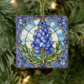 Texas Bluebonnet Stained Glass Design Ceramic Ornament | Zazzle