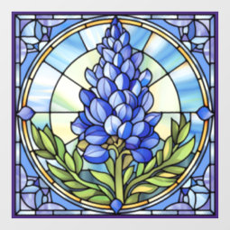 Texas Bluebonnet Stained Glass Design Window Cling | Zazzle