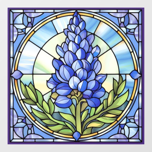 Texas Bluebonnet Stained Glass Design Window Cling | Zazzle
