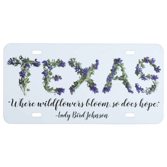 Texas Bluebonnet Wildflowers | Lady Bird Johnson License Plate | Zazzle