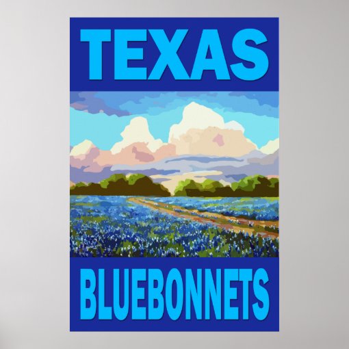 Texas Bluebonnets Art Poster | Zazzle