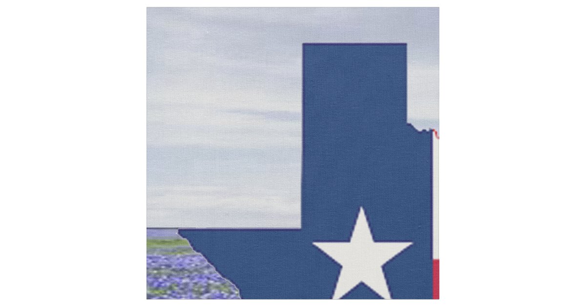 Texas Bluebonnets Texas Shape Flag Fabric 9" | Zazzle