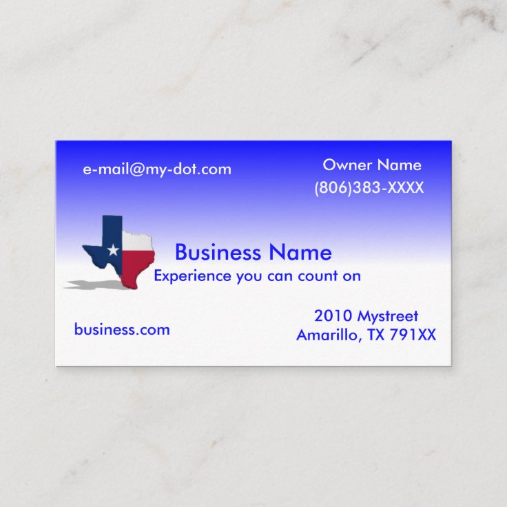 Texas Business Card | Zazzle