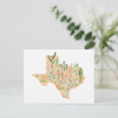 Texas Cactus Watercolor Illustration Map Postcard | Zazzle