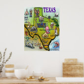 Texas Cartoon Map Poster | Zazzle