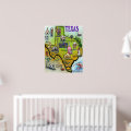 Texas Cartoon Map Poster | Zazzle
