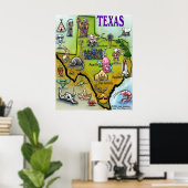 Texas Cartoon Map Poster | Zazzle