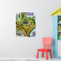 Texas Cartoon Map Poster | Zazzle
