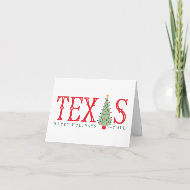 Texas Christmas Tree Happy Holidays Greeting Card | Zazzle